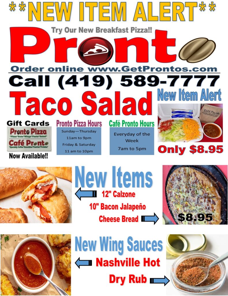 Specials - Pronto Pizza Café Pronto