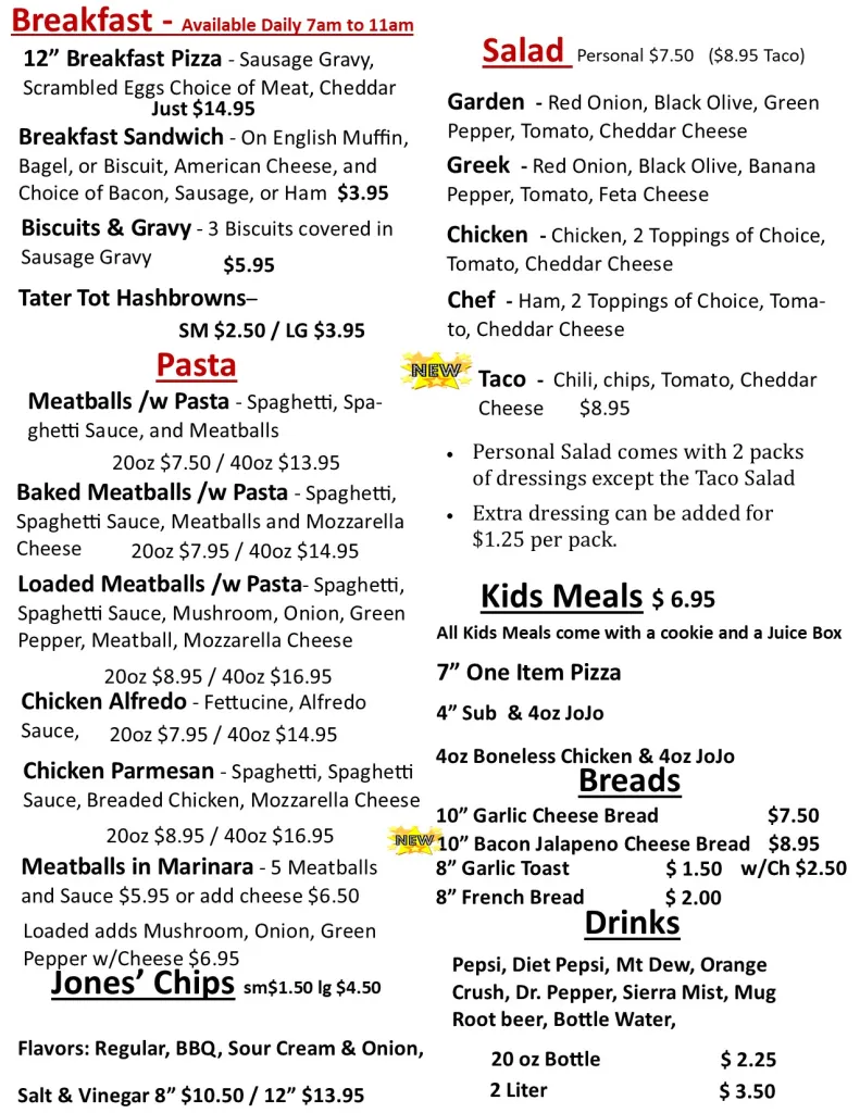 Our Menu - Pronto Pizza Café Pronto