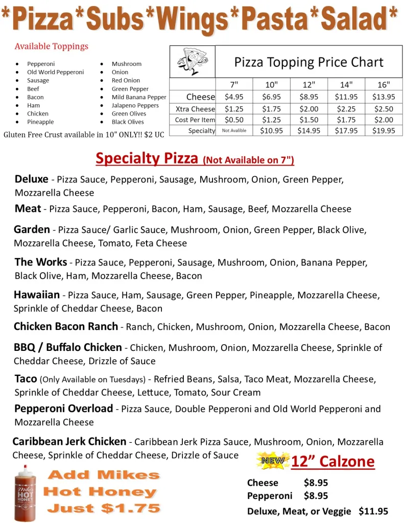 Our Menu - Pronto Pizza Café Pronto