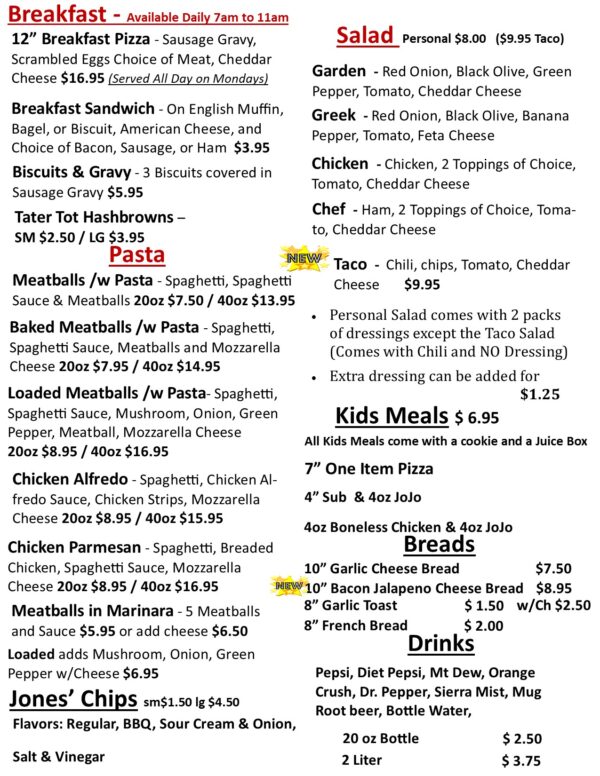 Our Menu - Pronto Pizza Café Pronto